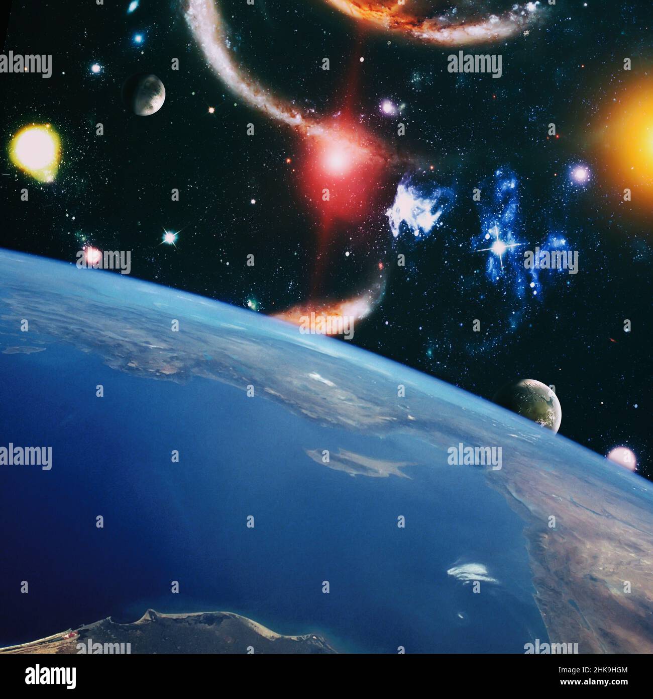 Earth orbit. Universe. Abstract science backgrounds. NASA imagery used ...