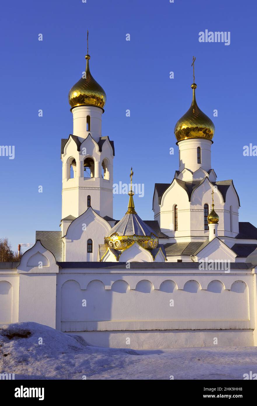 Church of the Archangel Michael in Novosibirsk. The towers of the ...