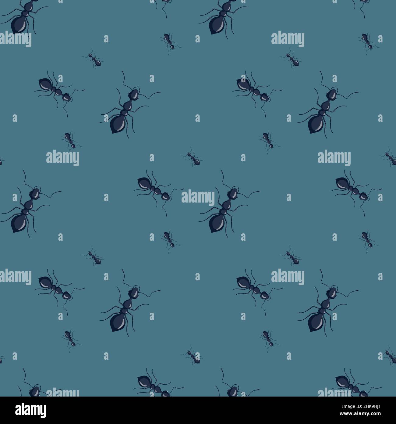 Ants seamless pattern. Insects on colorful background. Vector ...