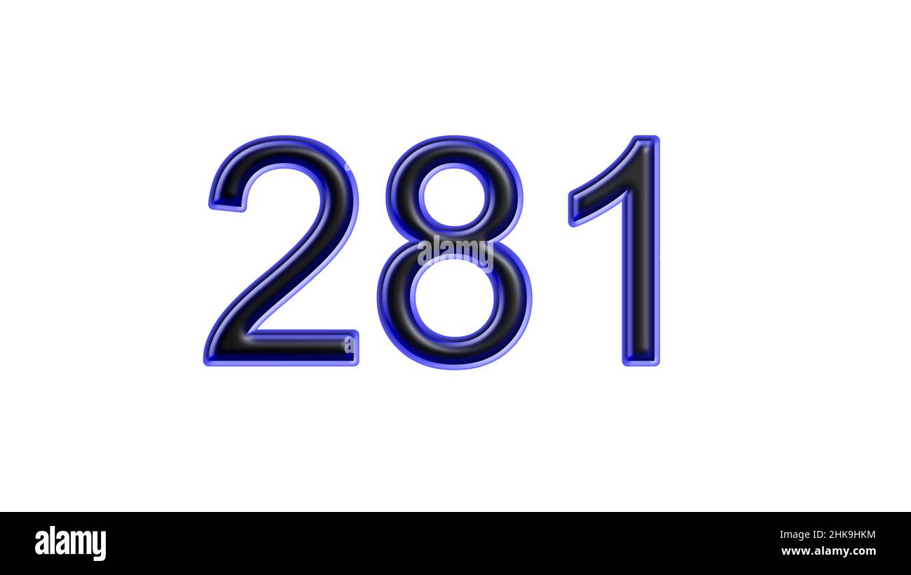 blue 281 number 3d effect white background Stock Photo - Alamy