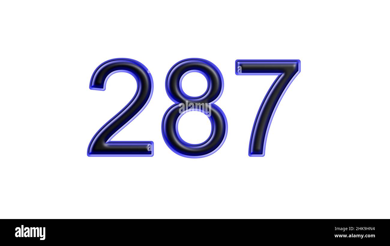 blue 287 number 3d effect white background Stock Photo - Alamy