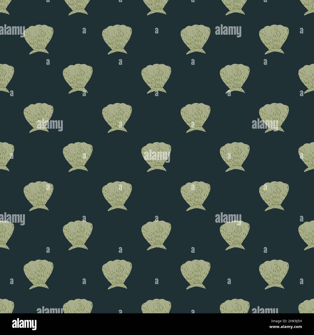 Seashells seamless pattern. Cute conch in doodle style. Beautiful ...