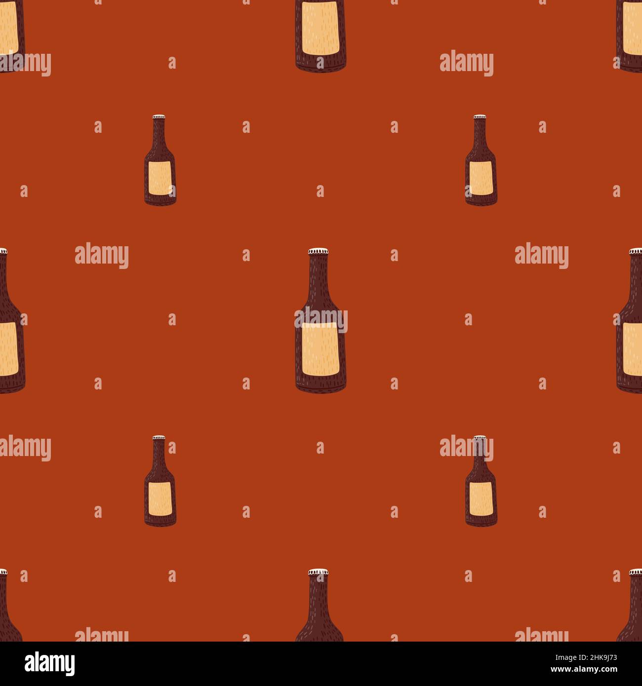 Bottle alcohol seamless pattern. Hand drawn background for menu ...