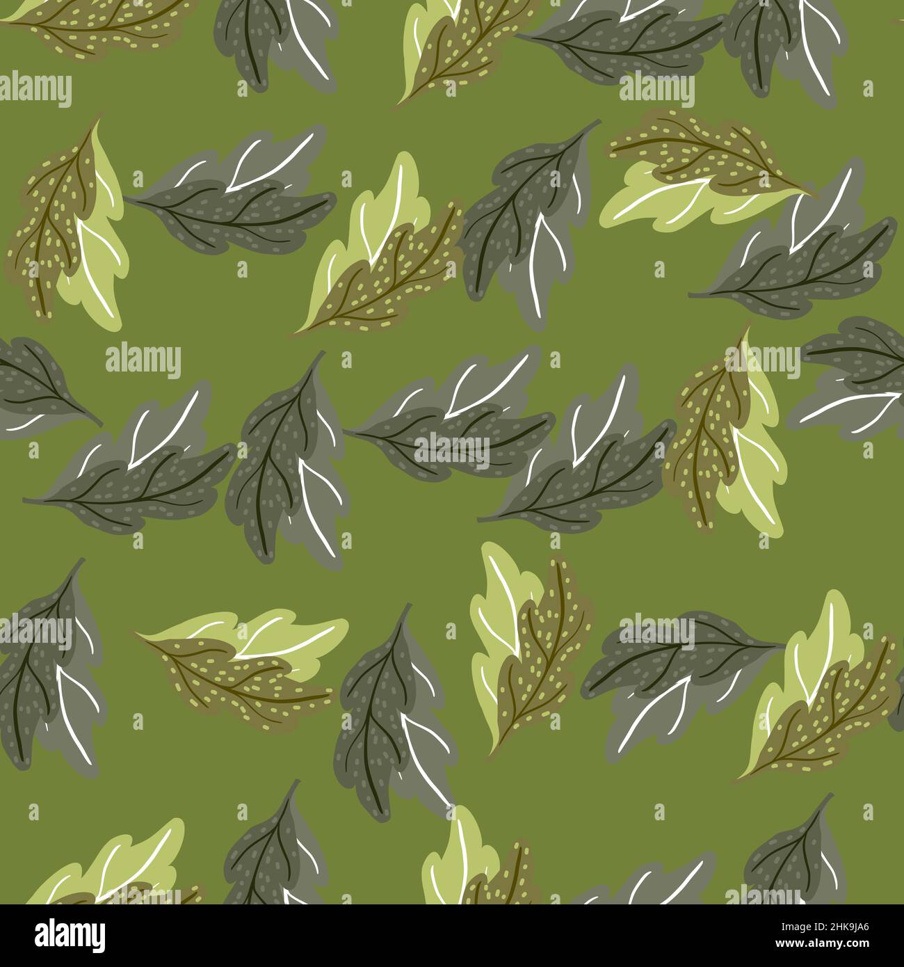 Leaves of oak seamless pattern. Hand drawn natural background ...