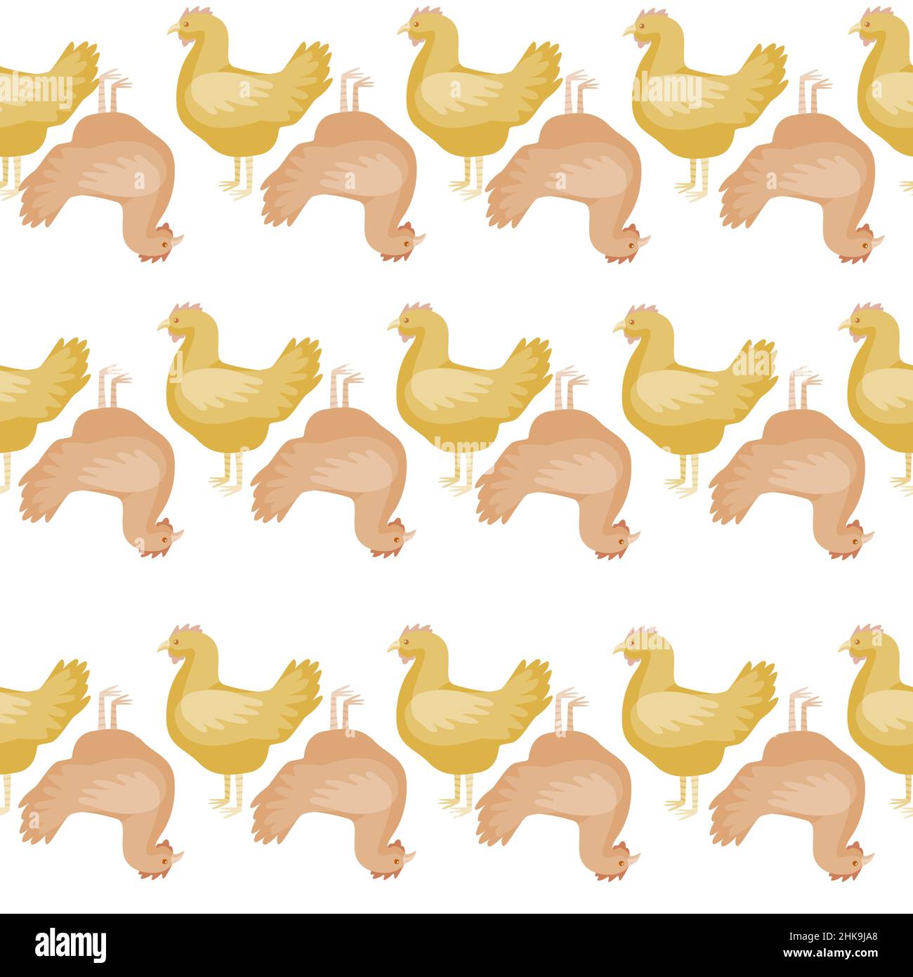 Seamless pattern of hen. Domestic animals on colorful background ...