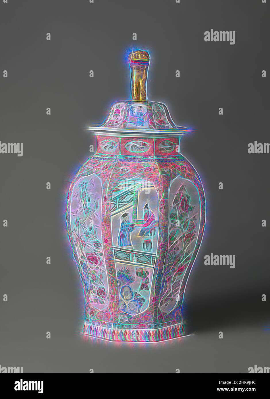 Inspired by Octagonal cover with flowering plants and figures in a ...