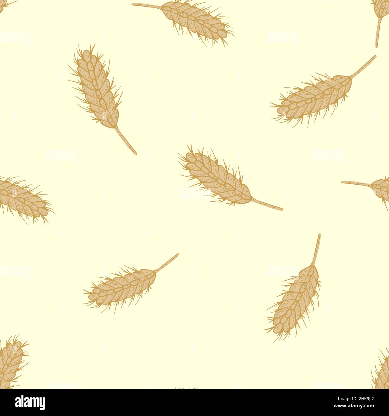 Wheat seamless pattern. Cereal crop sketch. Repeated texture in doodle ...