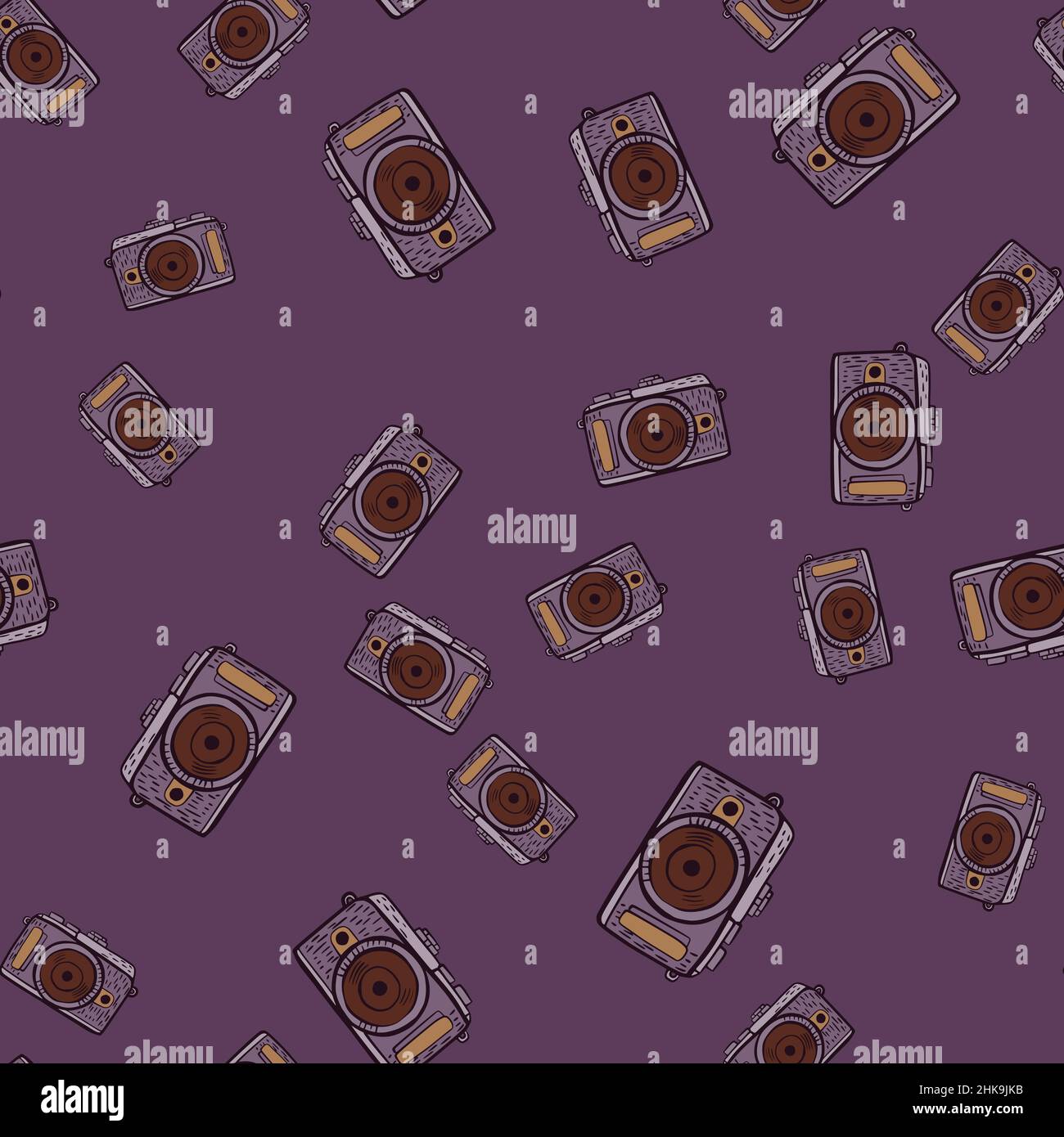 Photo camera seamless pattern. Cute vintage cameras background ...