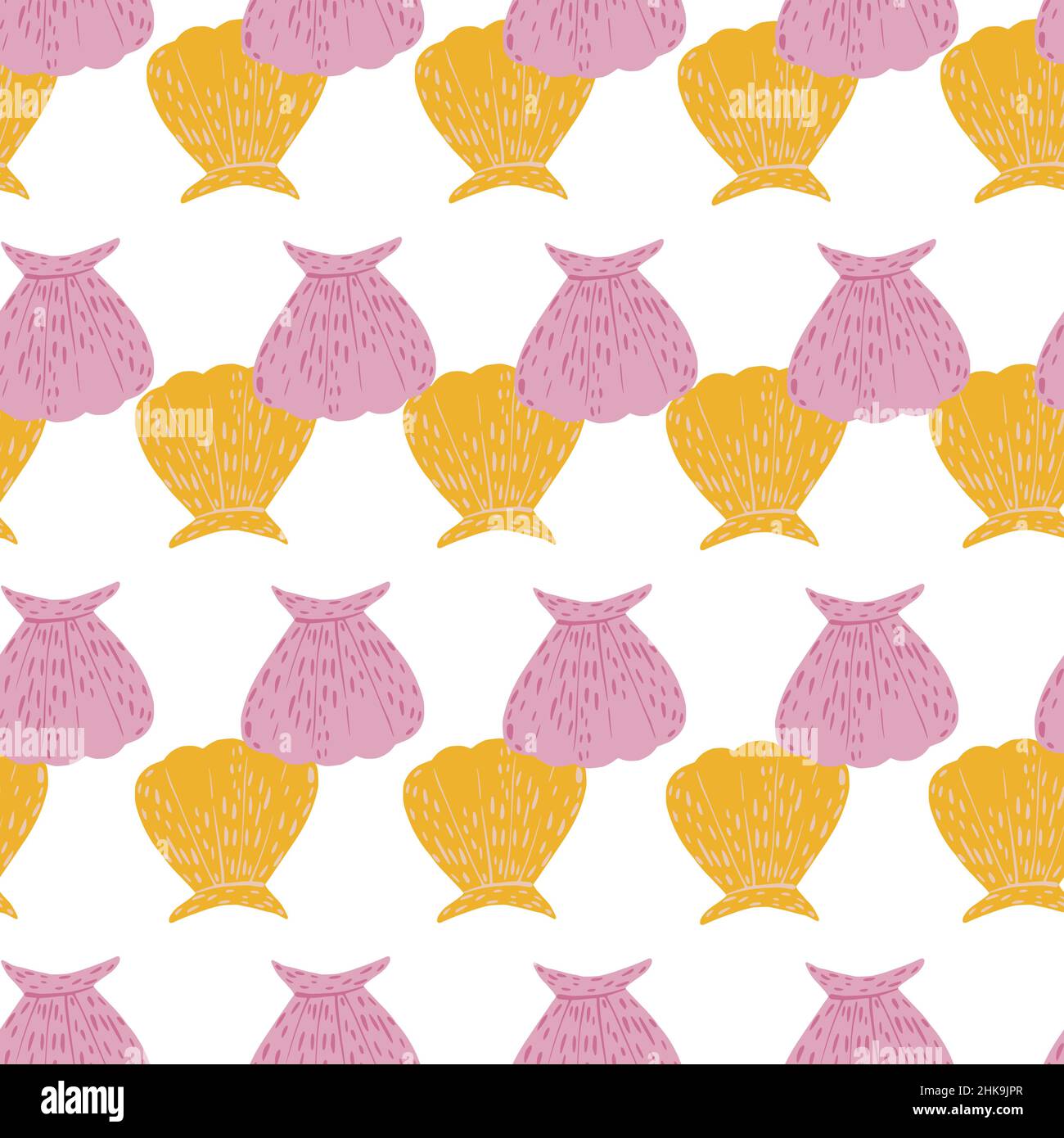Seashells seamless pattern. Cute conch in doodle style. Beautiful ...
