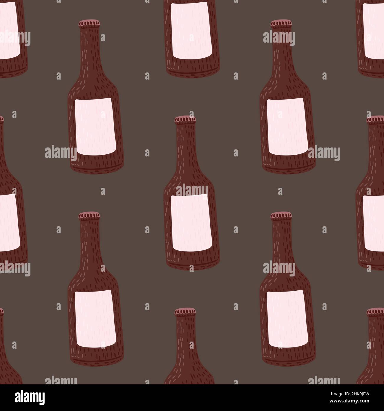 Bottle alcohol seamless pattern. Hand drawn background for menu ...