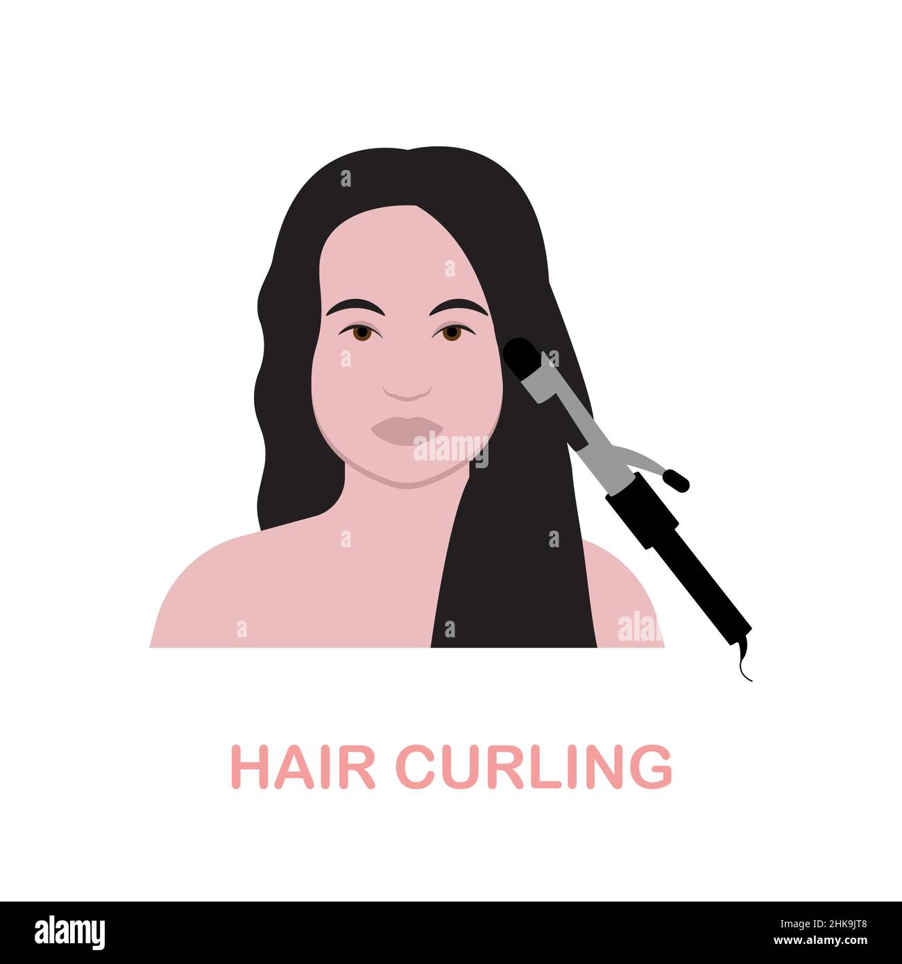 Girl curling her hair Stock Vector Images - Alamy