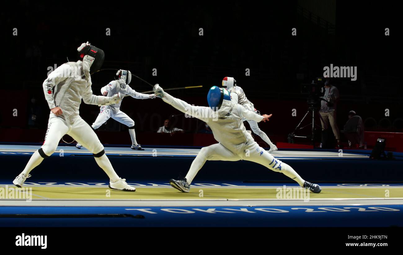 JULY 26th, 2021 - CHIBA, JAPAN: Daniele Garozzo of Italy (right) beats ...