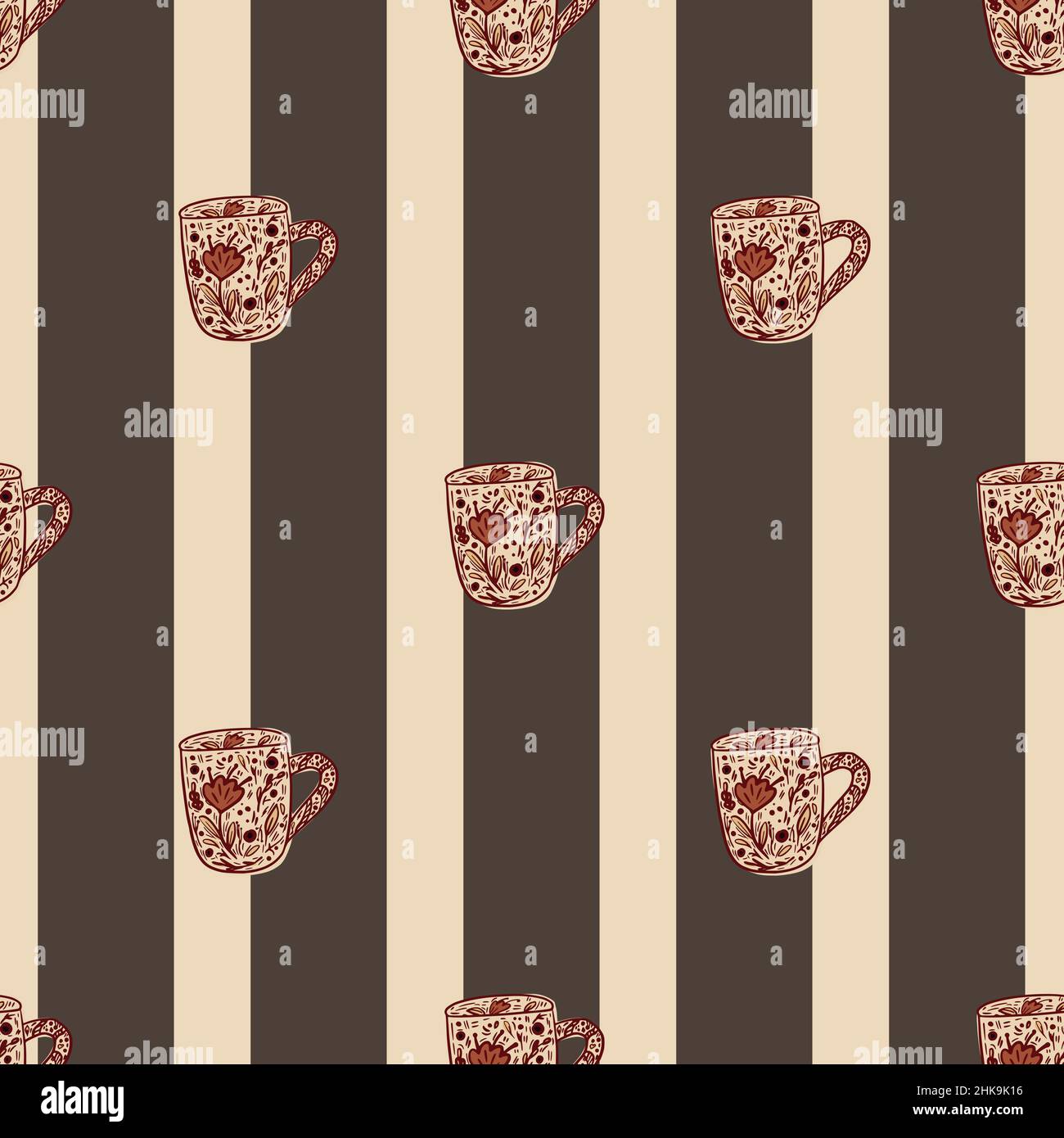 Cute mugs seamless pattern. Background of teatime. Repeated texture in ...