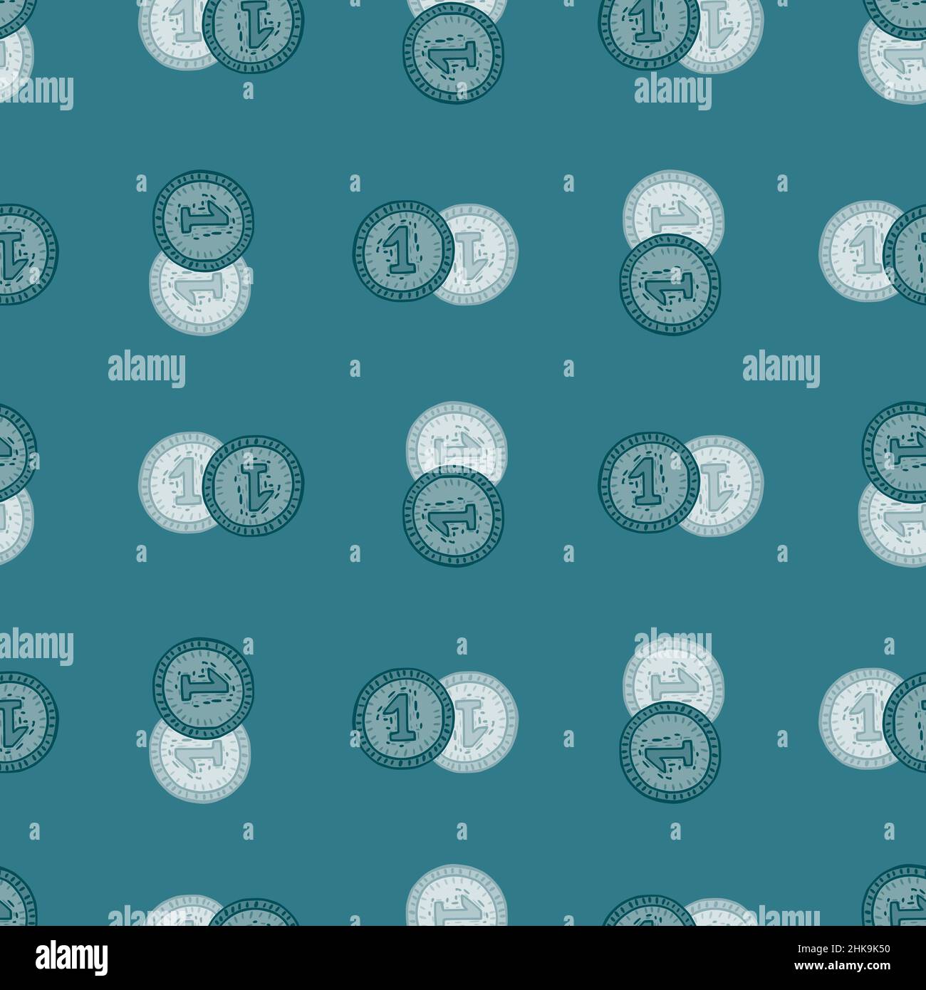 Coins seamless pattern. Hand drawn background from money. Repeated ...