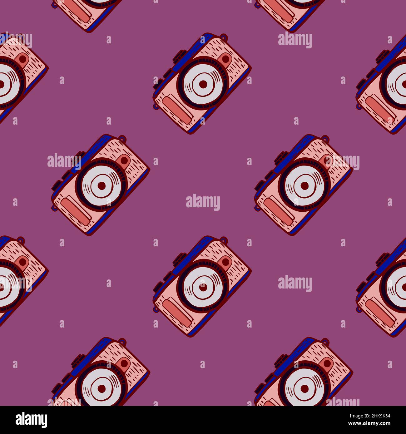 Photo camera seamless pattern. Cute vintage cameras background ...