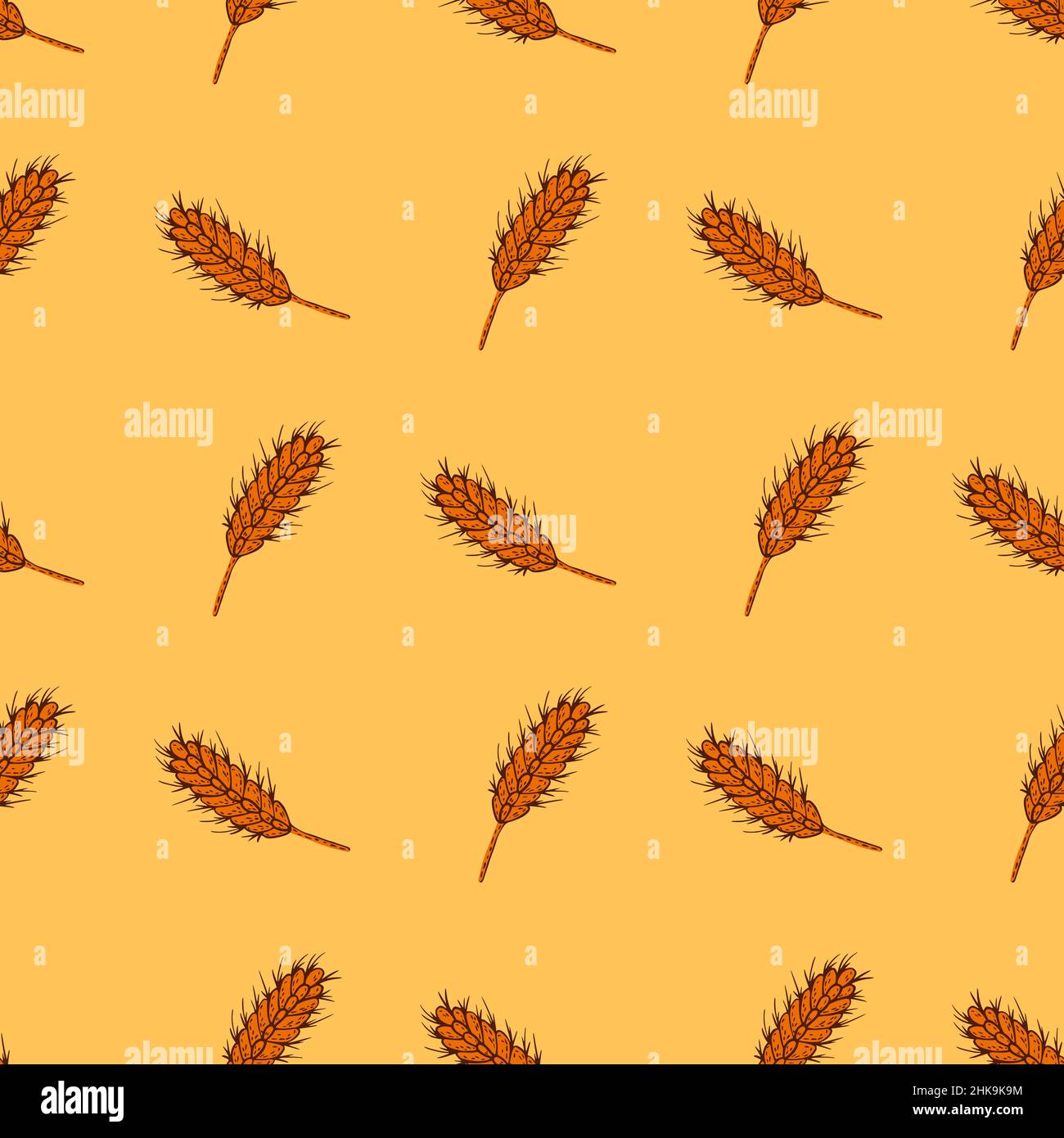 Wheat seamless pattern. Cereal crop sketch. Repeated texture in doodle ...