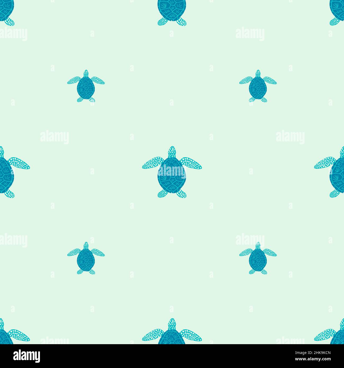 Sea turtles seamless pattern. Cute marine turtle in doodle style ...