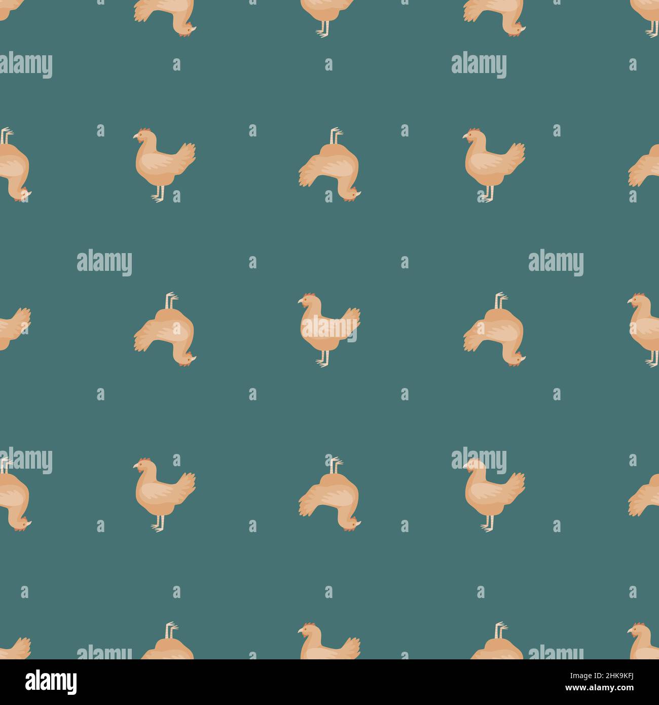 Seamless pattern of hen. Domestic animals on colorful background ...