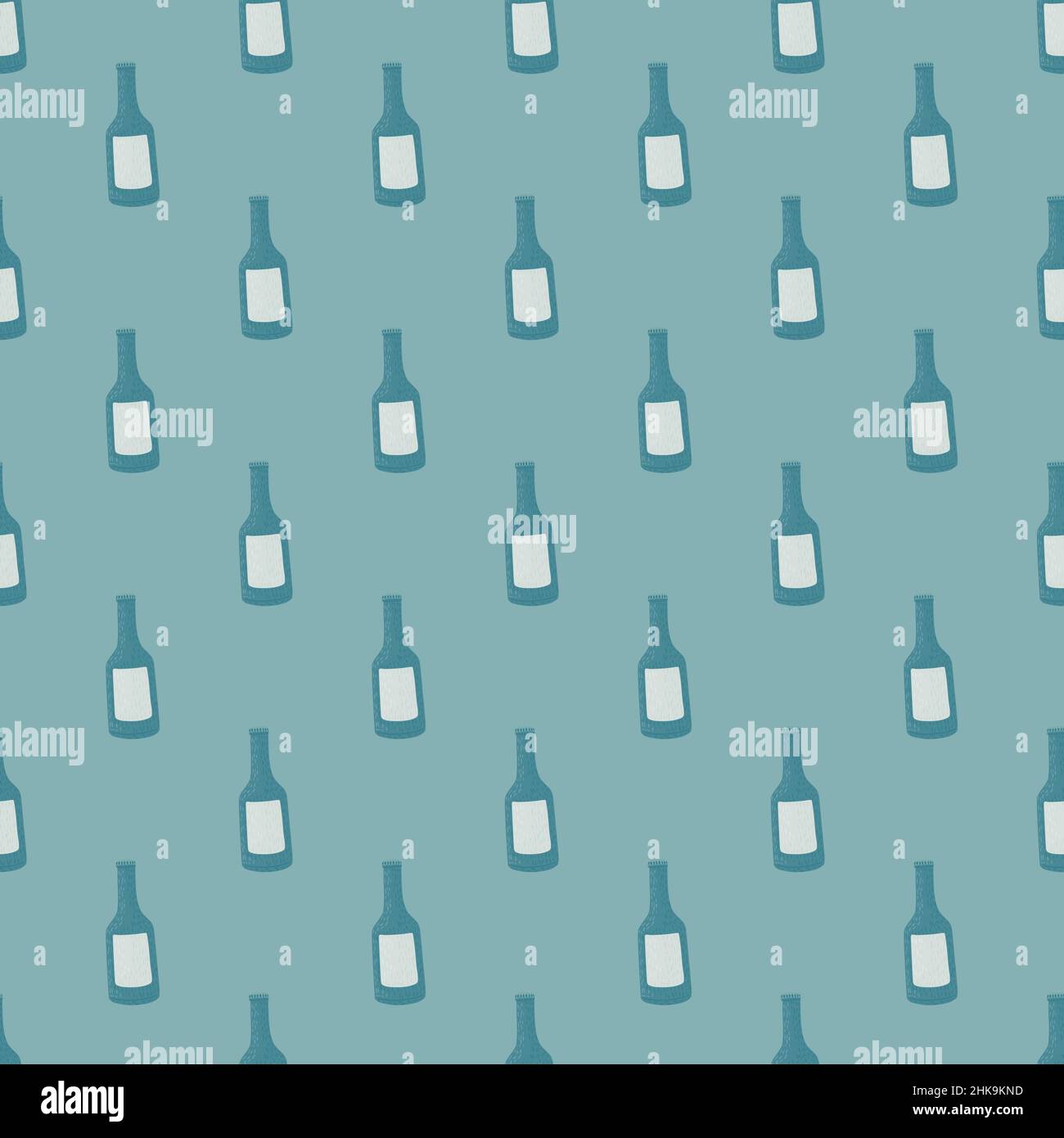 Bottle alcohol seamless pattern. Hand drawn background for menu ...