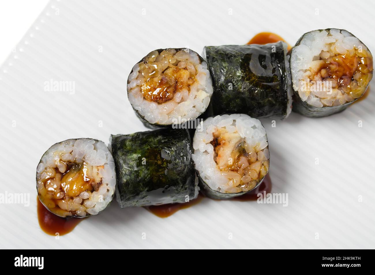 Traditional japanese maki unagi roll. As a whole background Stock Photo - Alamy