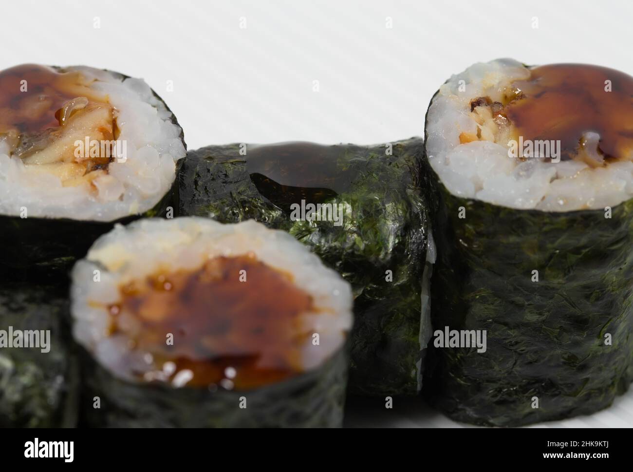Traditional japanese maki unagi roll. As a whole background Stock Photo ...