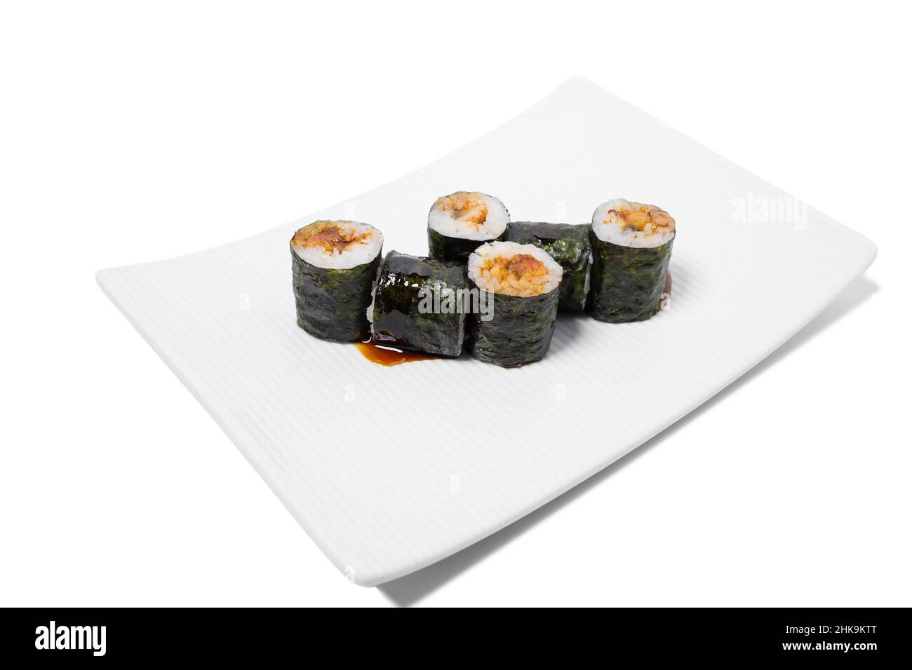 Traditional japanese maki unagi roll. Isolated on a white background Stock Photo - Alamy