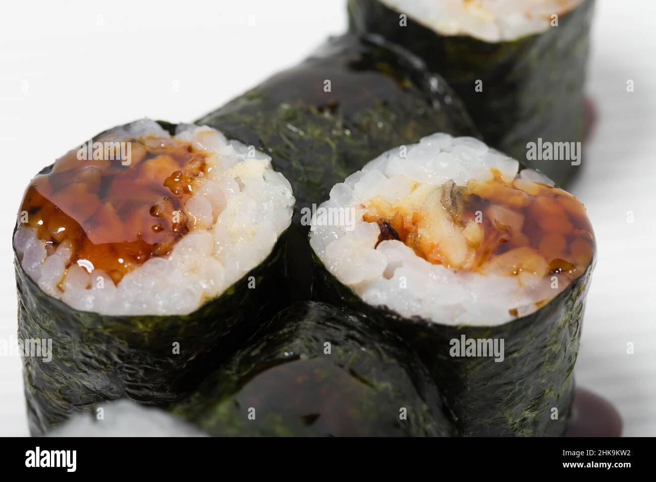 Traditional japanese maki unagi roll. As a whole background Stock Photo ...