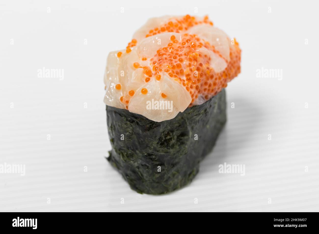 Gunkan sushi with scallop and tobiko caviar. Can be used as a ...