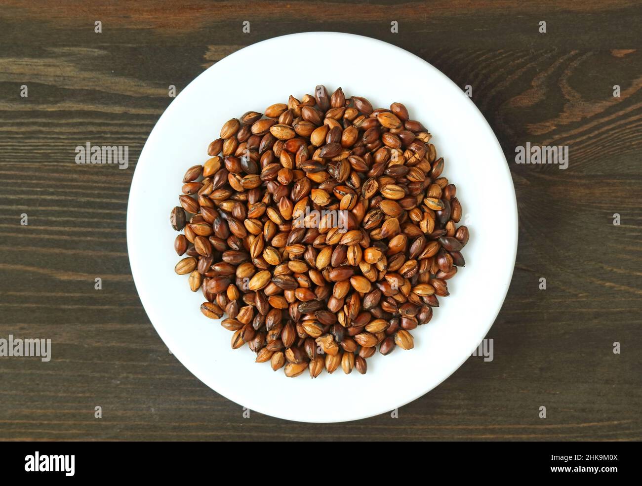Top View of a Plate of Roasted Barley Kernel for Brewing Barley Tea or ...
