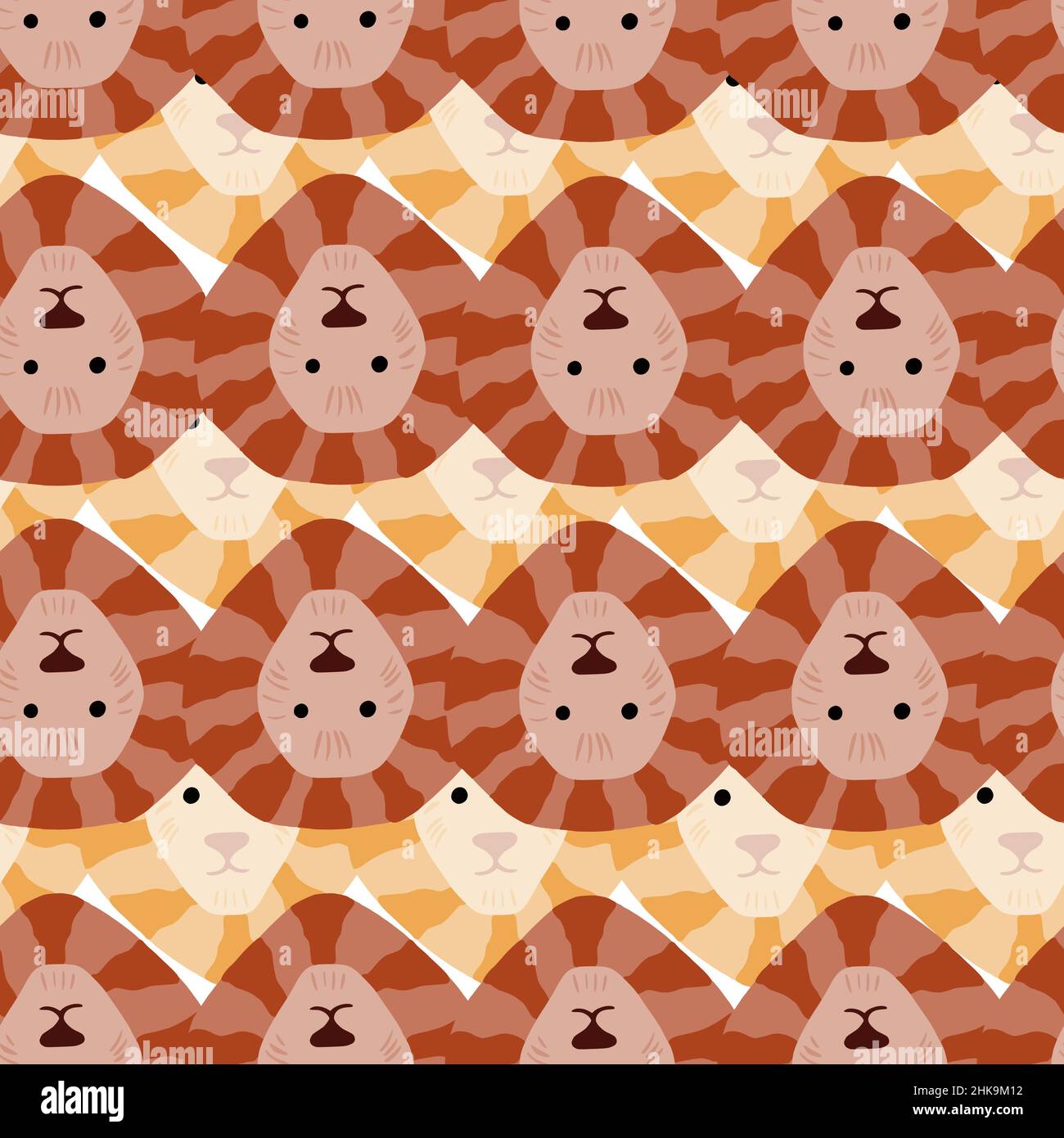 Lion pattern seamless in freehand style. Head predator on colorful ...
