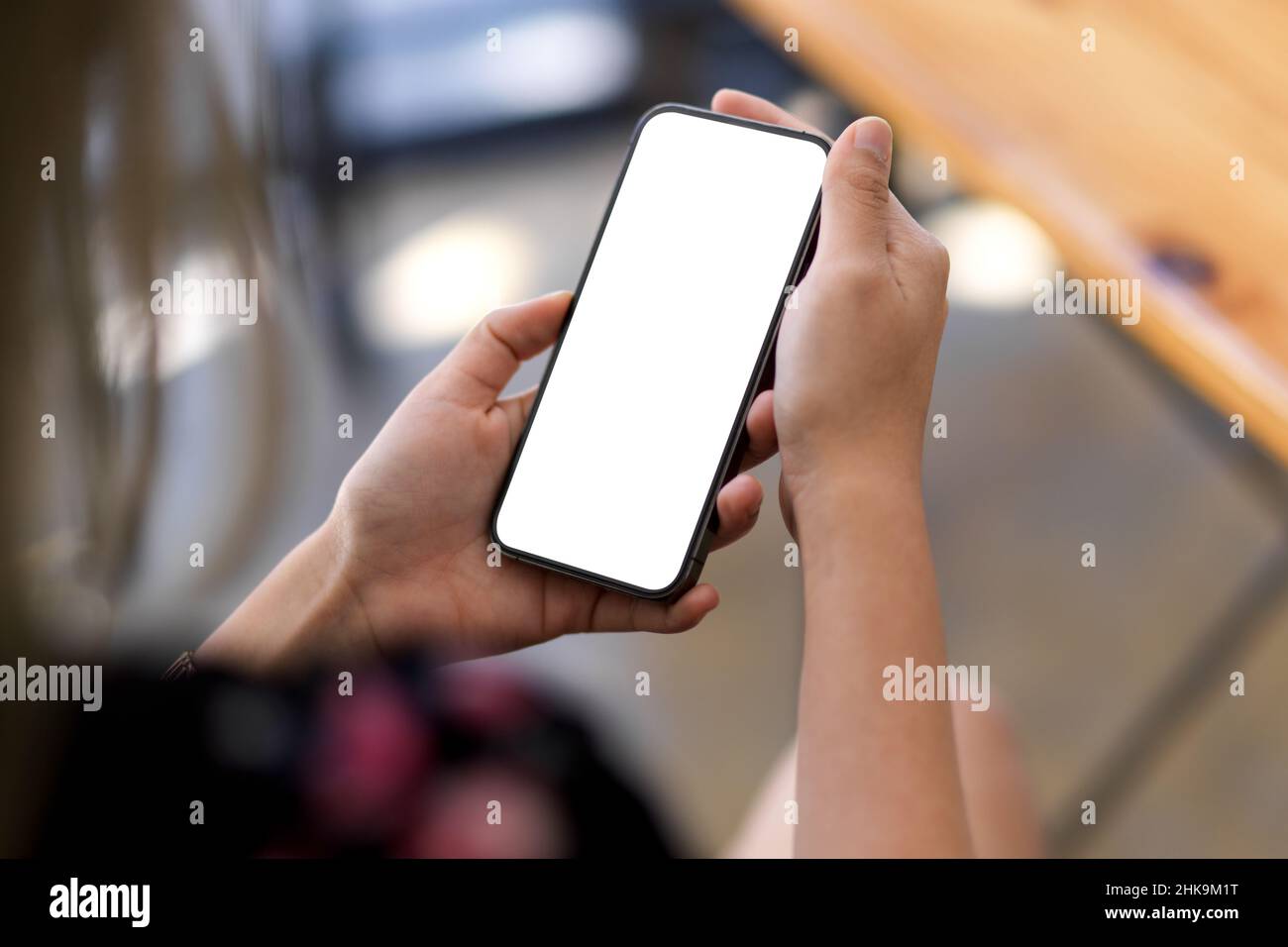 A smartphone blank screen mockup, mobile phone white screen mockup in ...