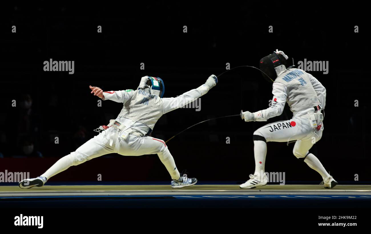 JULY 26th, 2021 - CHIBA, JAPAN: Daniele Garozzo of Italy (left) beats ...