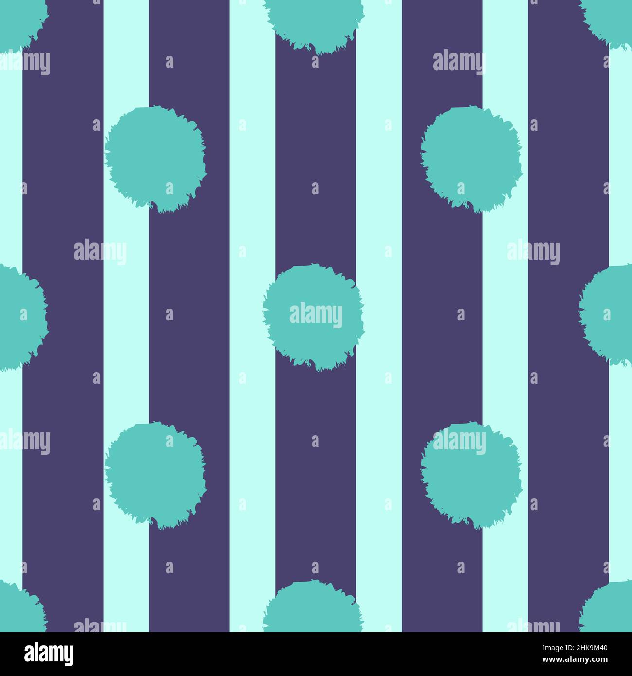 Pom poms of seamless pattern. Hand drawn cute background. Repeated texture in doodle style for ...