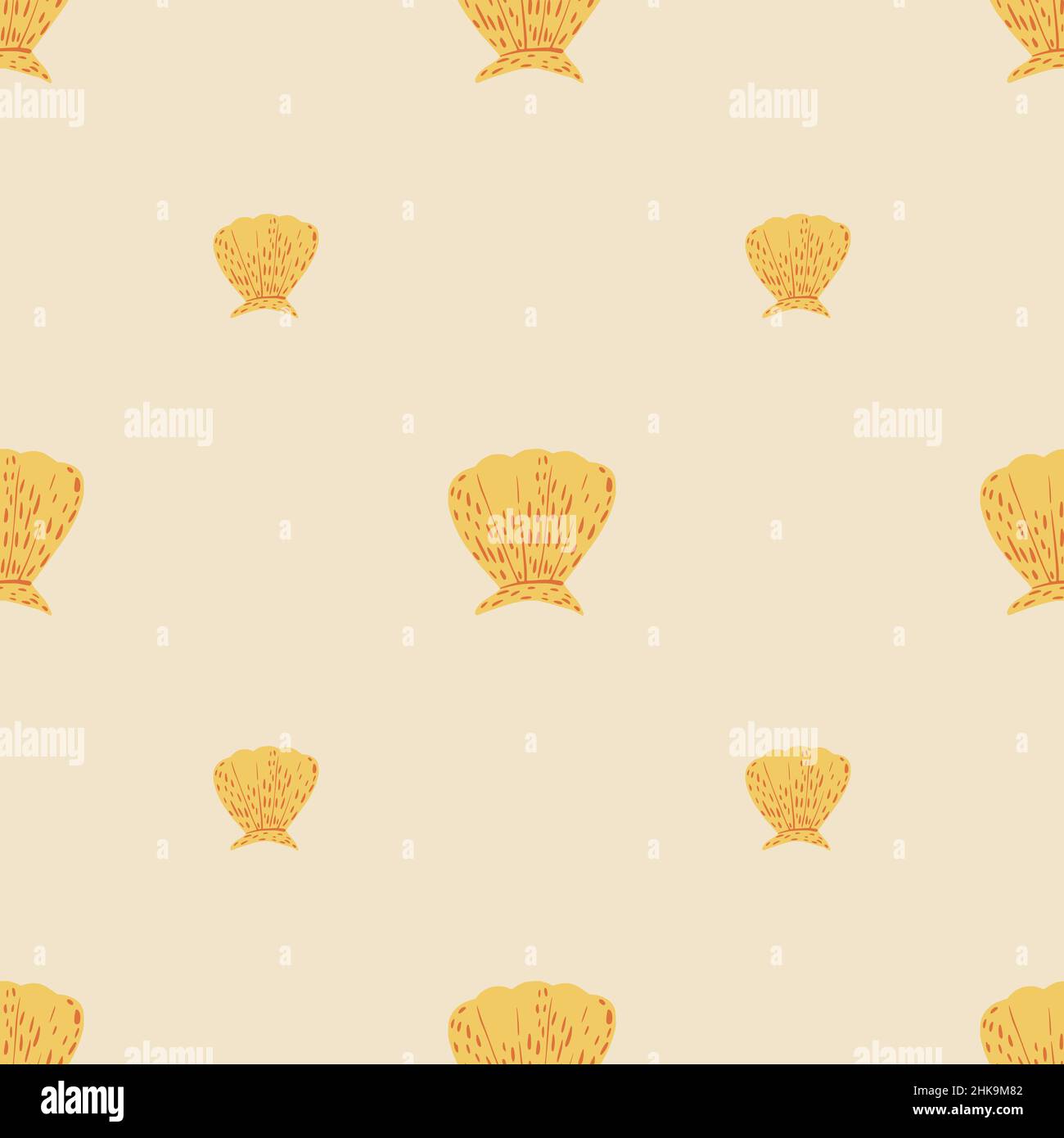 Seashells seamless pattern. Cute conch in doodle style. Beautiful ...