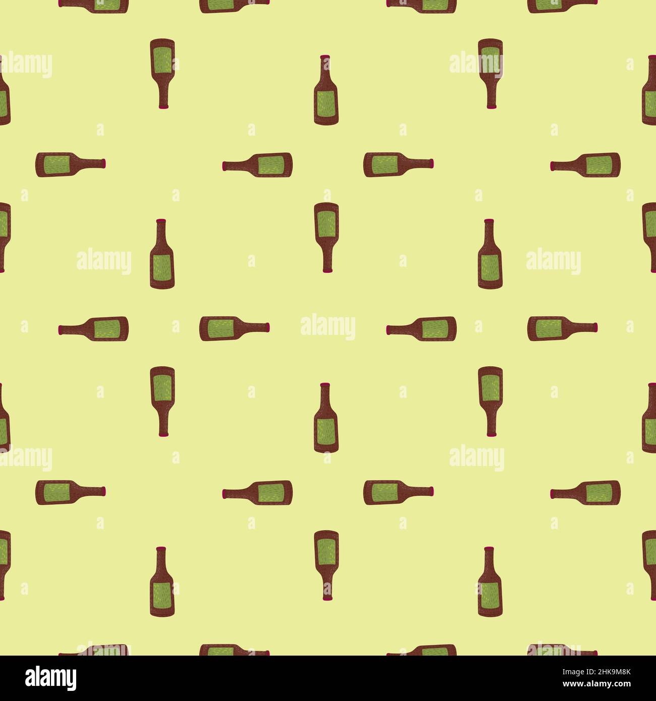 Bottle alcohol seamless pattern. Hand drawn background for menu ...