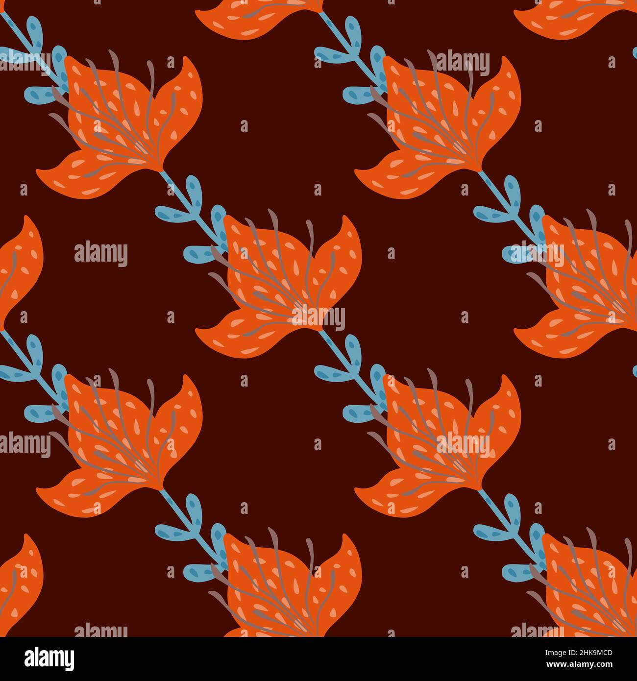 Lily abstract seamless pattern. Hand drawn flower background. Repeated ...