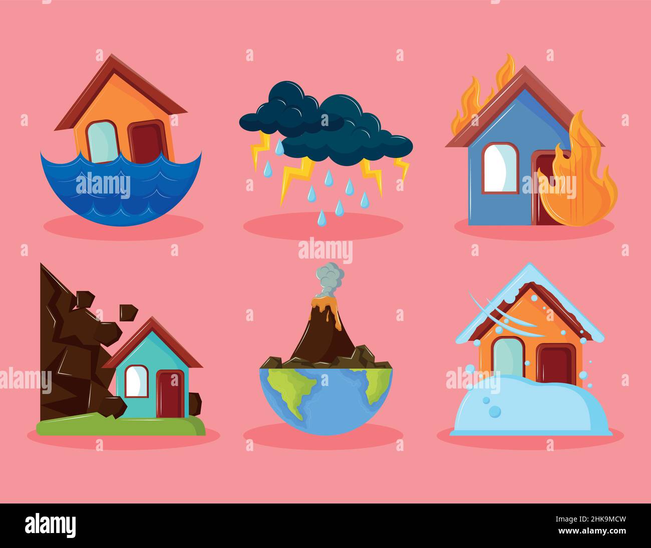 set of natural disasters cartoon Stock Vector Image & Art - Alamy
