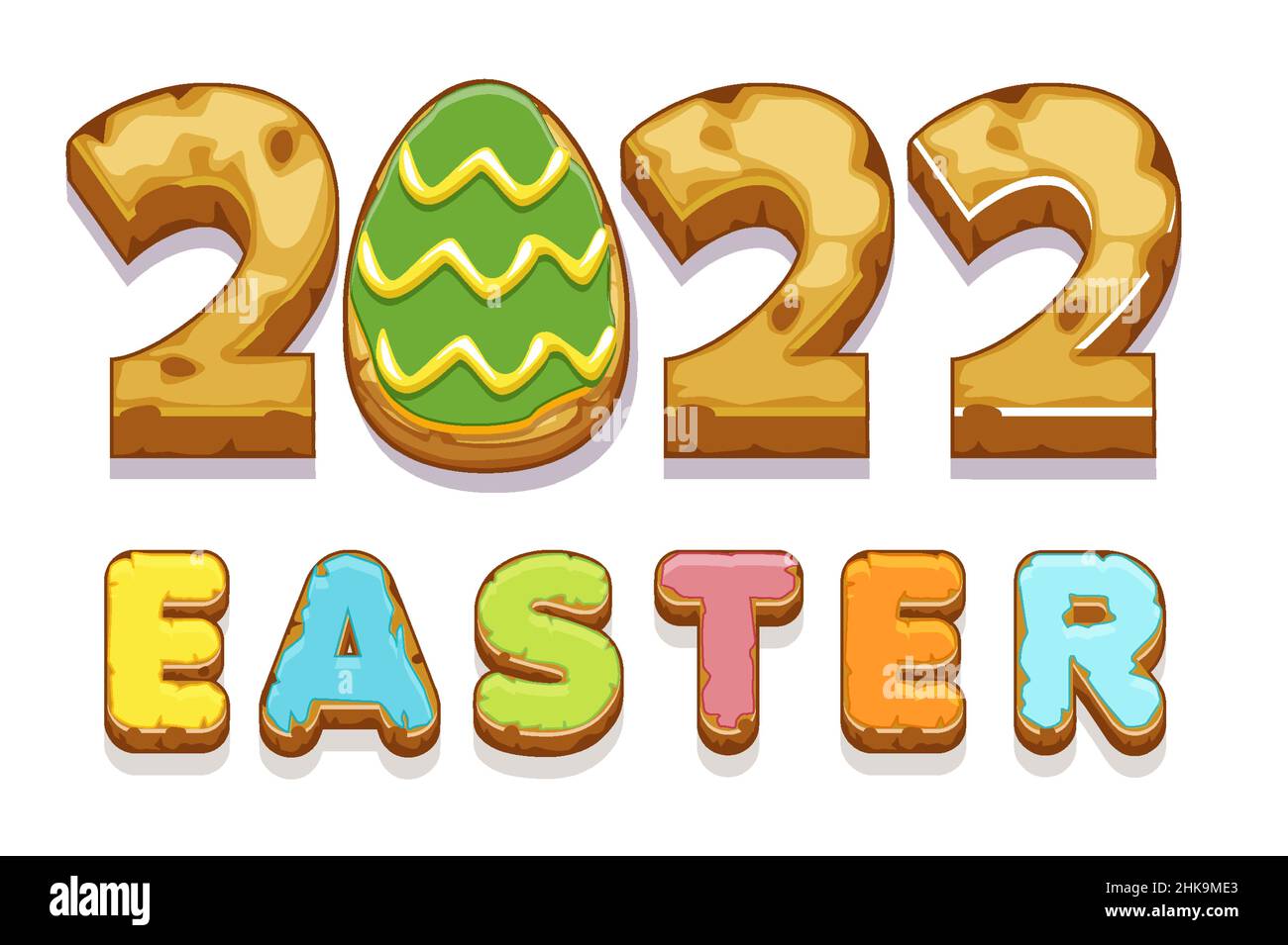 Happy easter 2022 postcard, biscuit cookie with egg Stock Vector Image ...