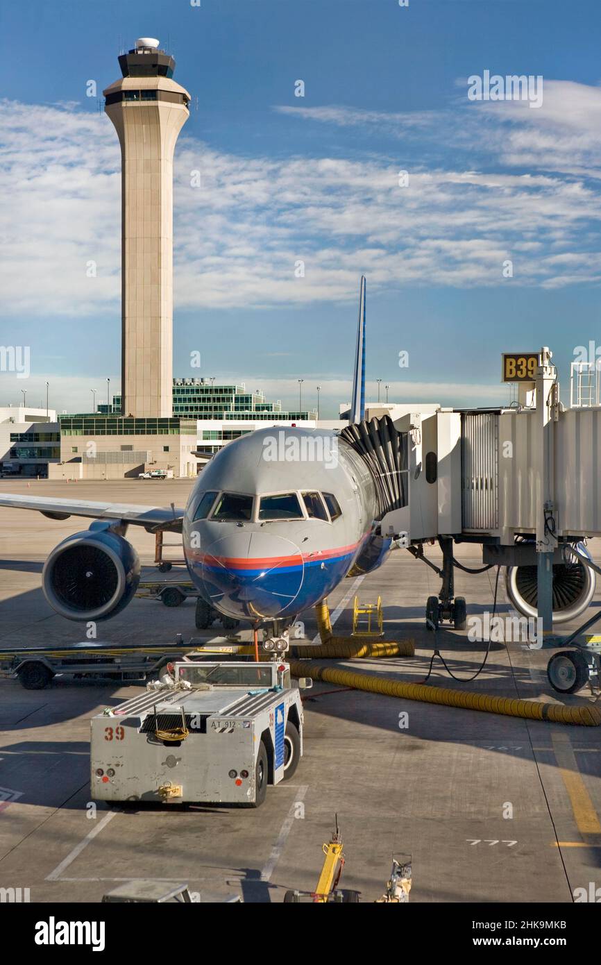 Loading and fueling aircraft at gate Denver International Airport 2 ...