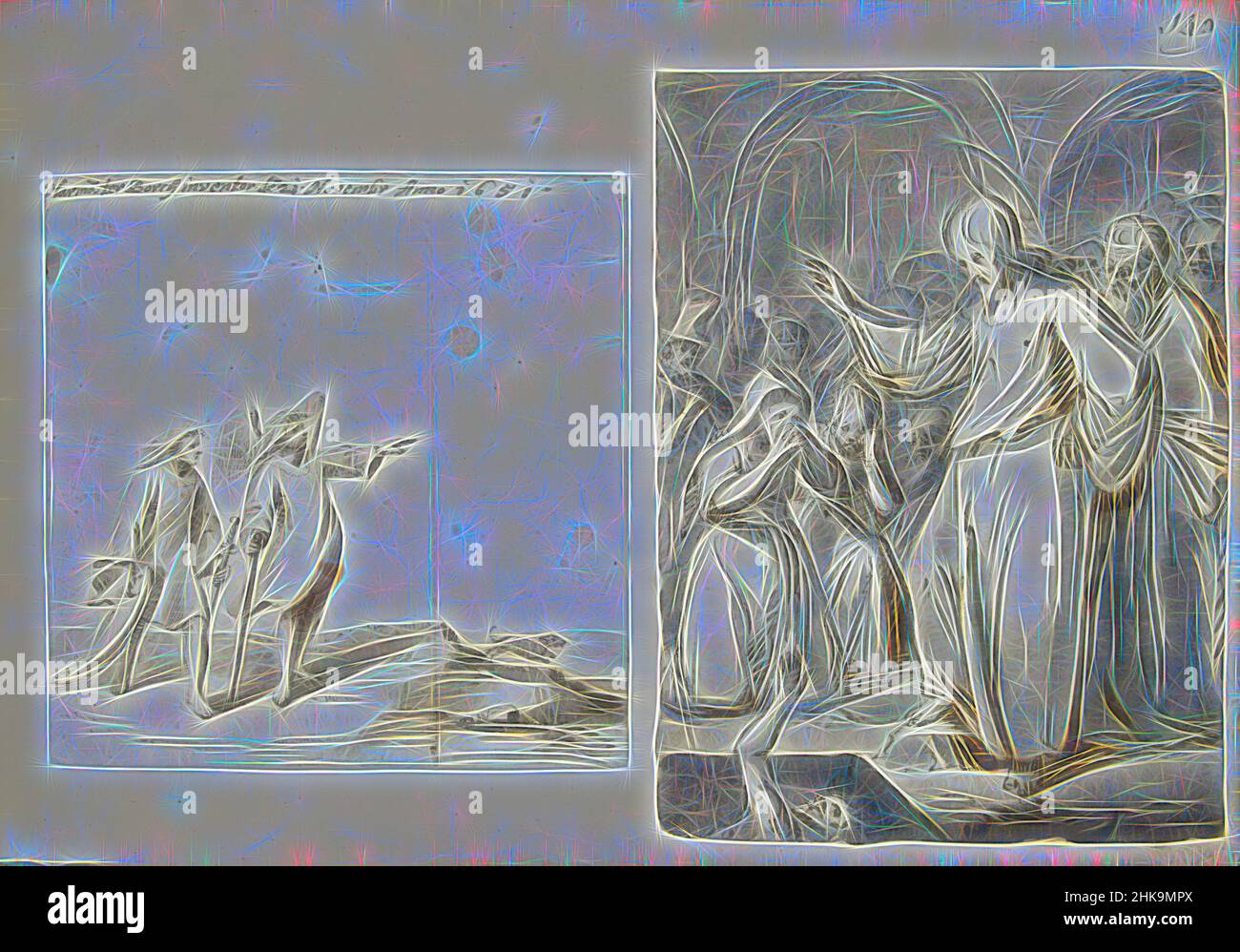 Inspired by Tobias and the Angel, Revival of Lazarus, Two drawings ...