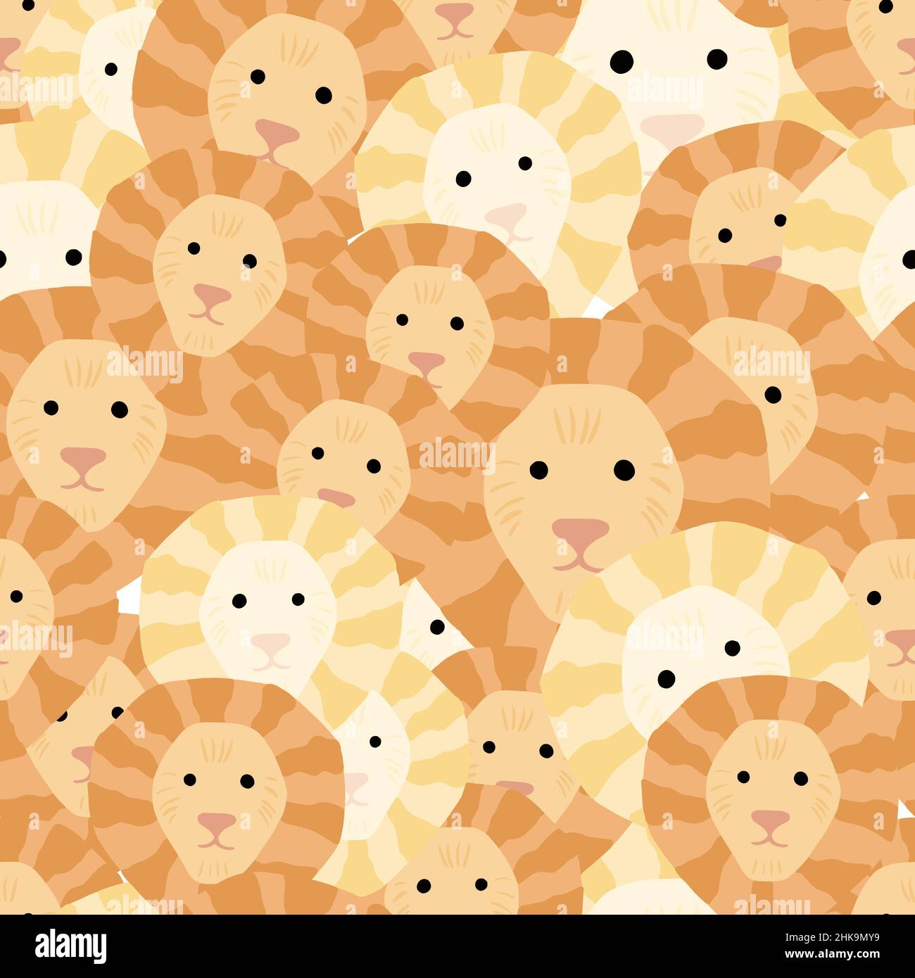 Lion pattern seamless in freehand style. Head predator on colorful ...