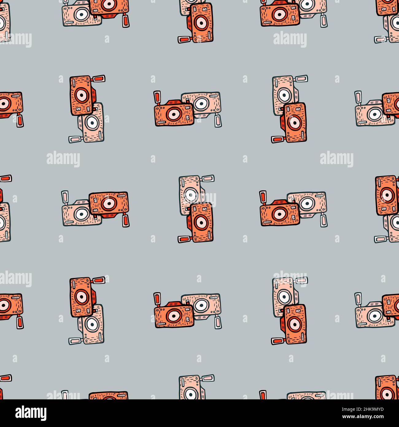 Photo camera seamless pattern. Cute vintage cameras background ...