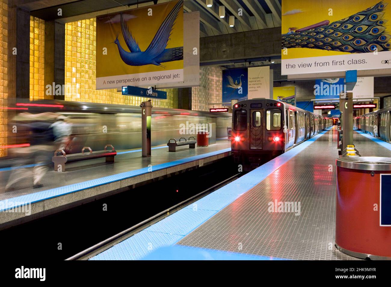 A Chicago Transit Authority train at ORD Airport Station Stock Photo ...