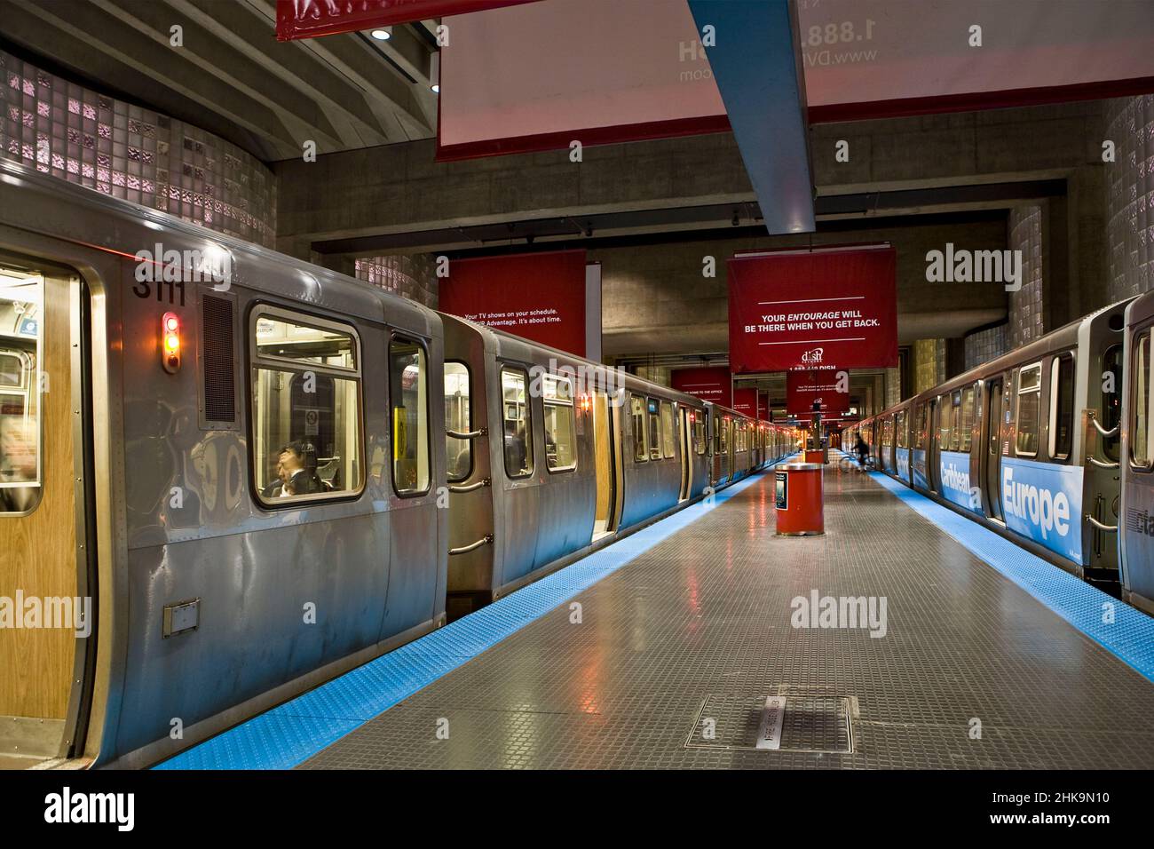 Chicago Transit Authority, the CTA train, waits at the station at O ...