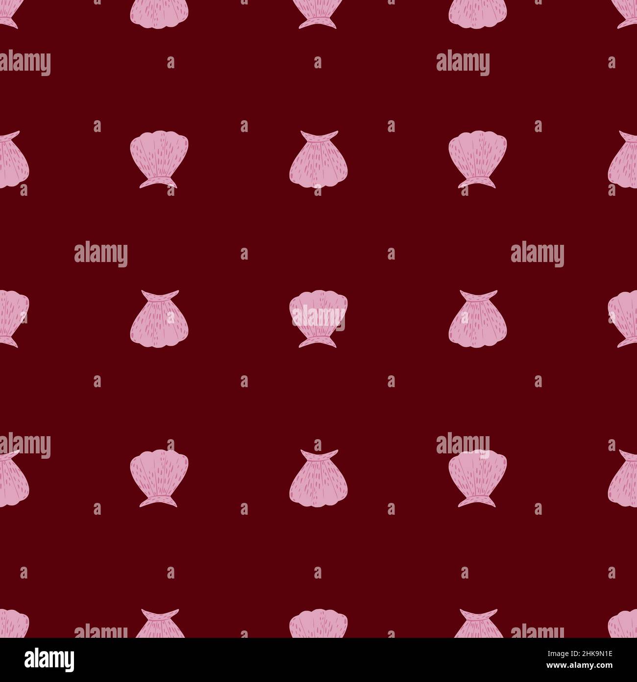 Seashells seamless pattern. Cute conch in doodle style. Beautiful ...