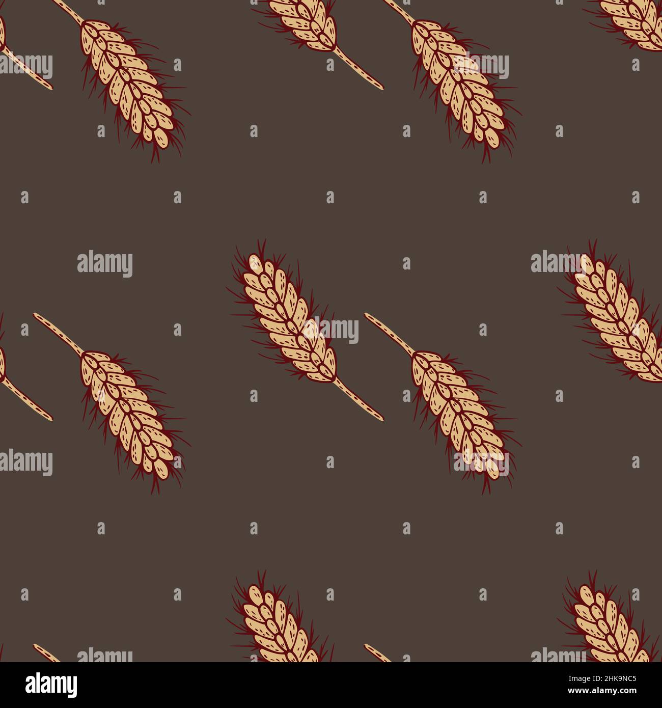 Wheat seamless pattern. Cereal crop sketch. Repeated texture in doodle ...