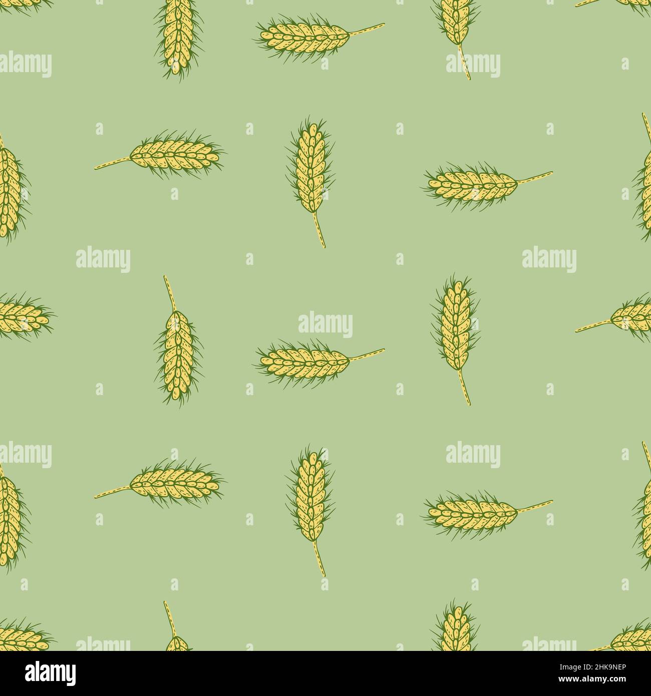 Wheat seamless pattern. Cereal crop sketch. Repeated texture in doodle ...