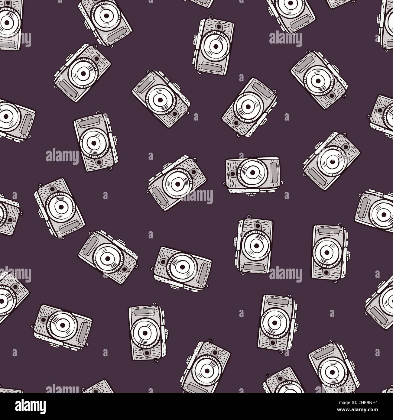 Photo camera seamless pattern. Cute vintage cameras background ...
