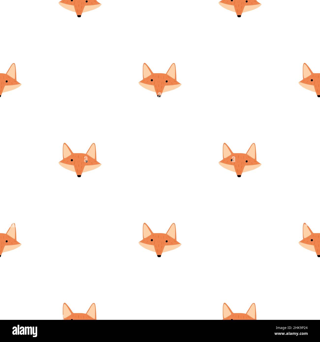 Fox pattern seamless in freehand style. Head animals on colorful ...