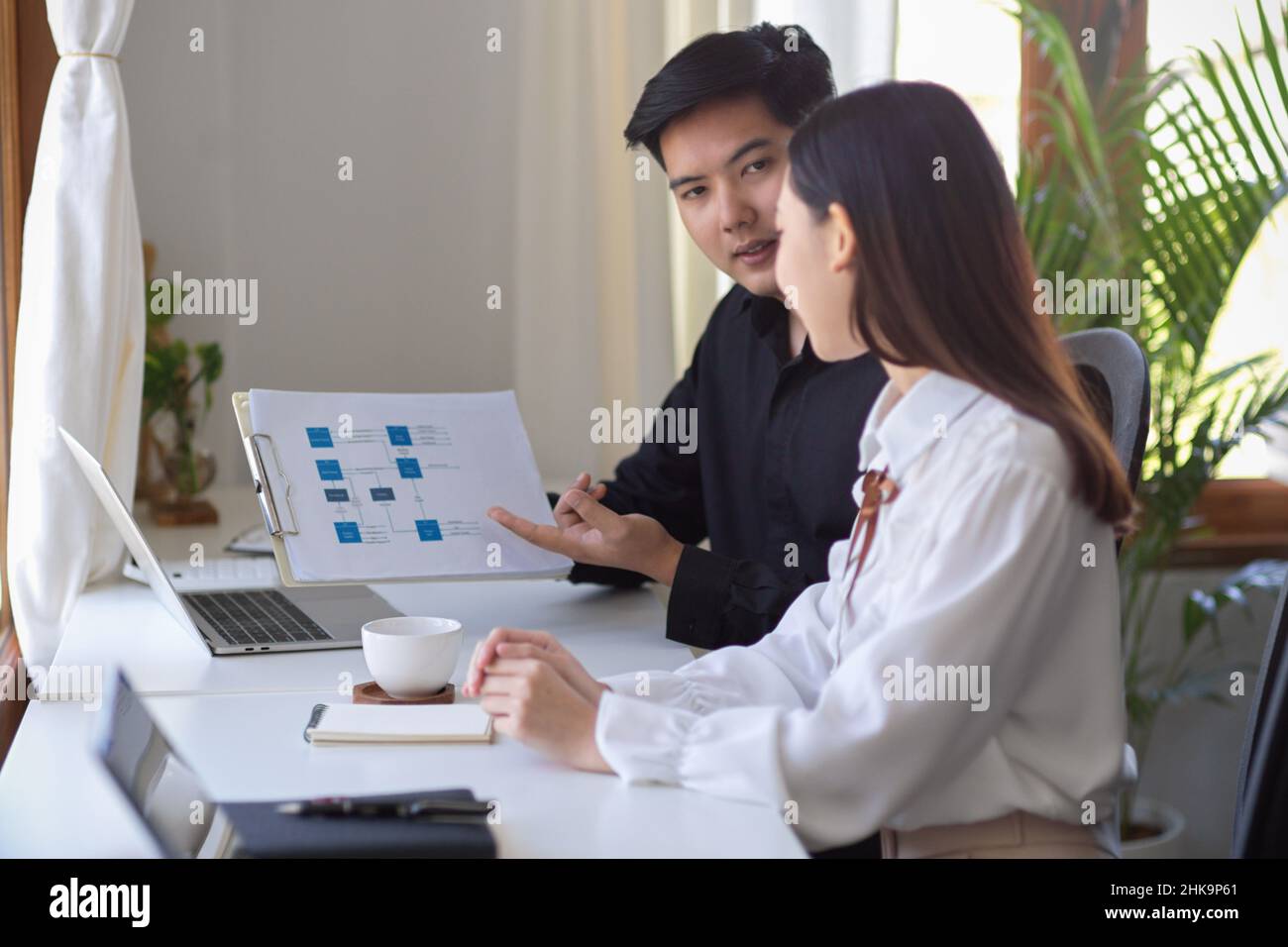 Business management team colleagues planning and analysing business ...